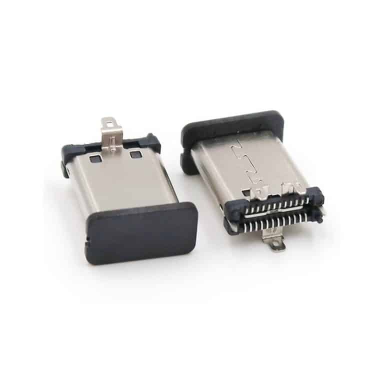 Vertical Mount USB Type C Male Connector 24 Pin SMT Through Hole
