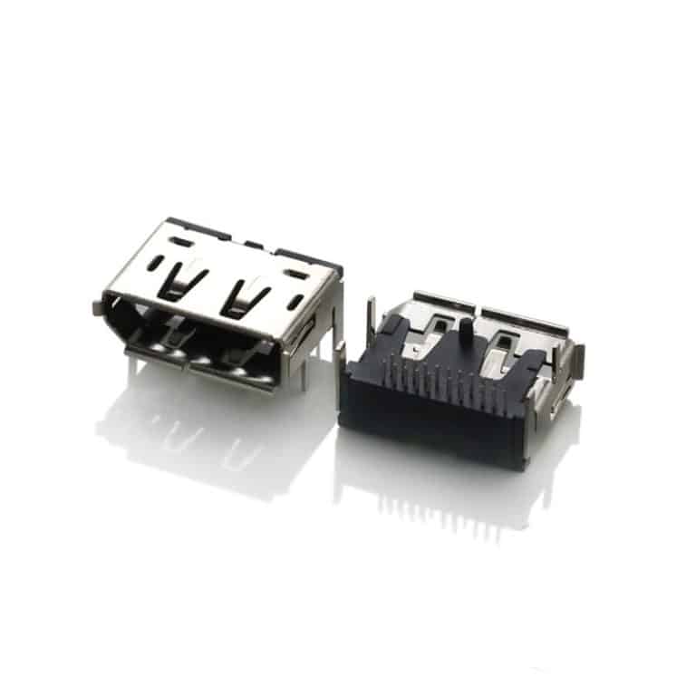 DisplayPort Connector Female Right Angle DIP 20 Pin