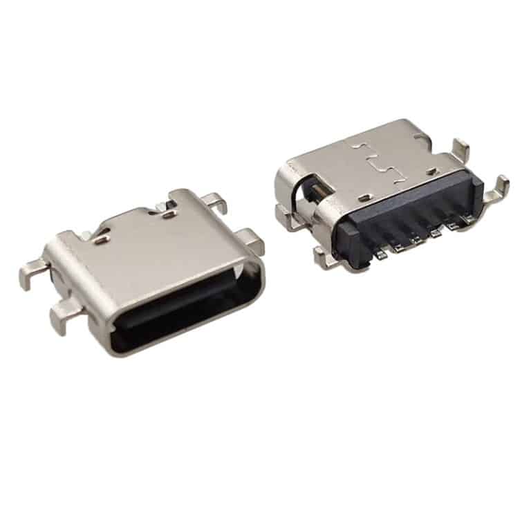 USB Type C Female Connector 6p Mid Mount
