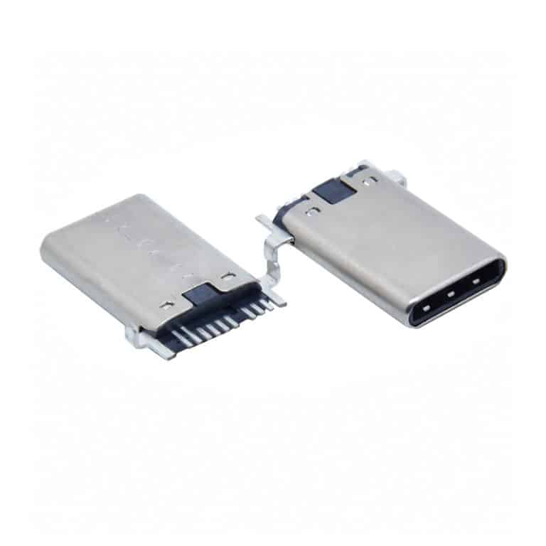 USB 2.0 Type C Connector Male 9 Pin Mid Mount Right Angle