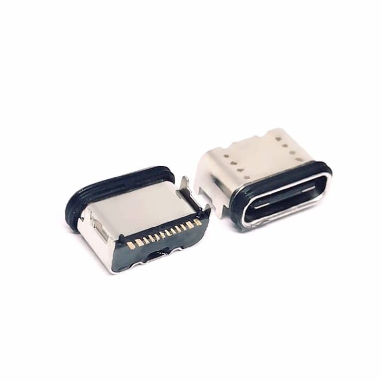 Right-angle Usb C Waterproof Connector 16 Pin Smt